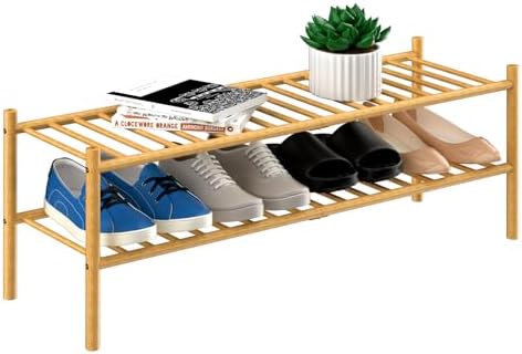 Amazon.com: Shoe Rack 2-Tier Organizer-Stackable Storage Shelf with ...