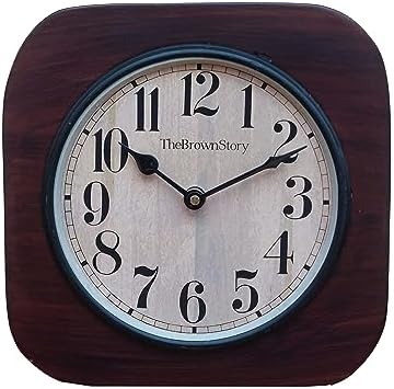 CHRONIKLE Horizontal Elegant Wooden Analog English Numbers Table Clock ...