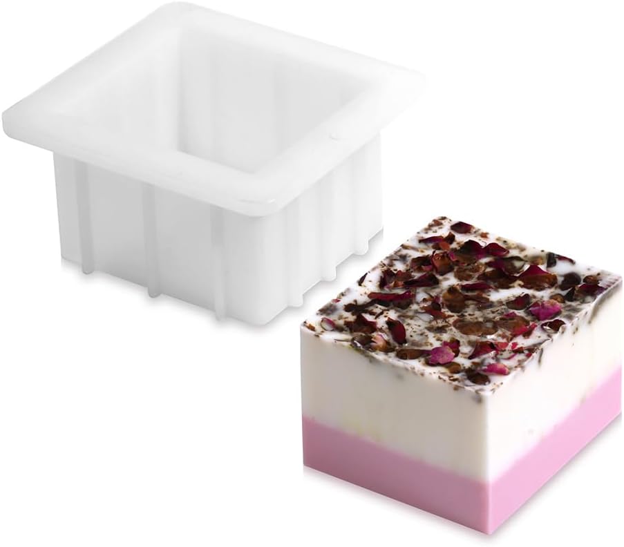 Amazon.com: Small Rectangle Silicone Soap Mold with Wooden Box DIY ...