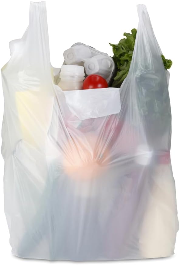 100 White Plastic Vest Style Carrier Bags *CHOOSE YOUR SIZE* | Plastic ...