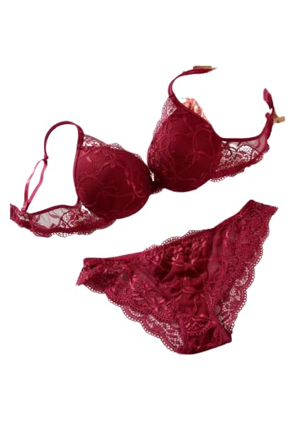 Buy RK Fashion Women's Solid Lace Push up Bra Set (36) Maroon at Amazon.in