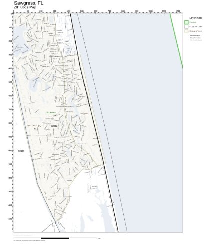 ZIP Code Wall Map of Sawgrass, FL ZIP Code Map Not Laminated: Amazon ...