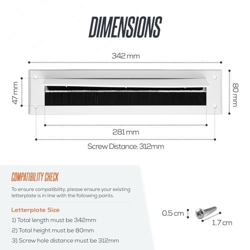 Internal Letterbox Draught Excluder 13.5 Inch (34.2cm) PVC Draught ...