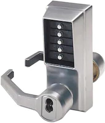 Kaba Simplex L1000 Series Metal Mechanical Pushbutton Cylindrical Lock with Lever, Key Override ...