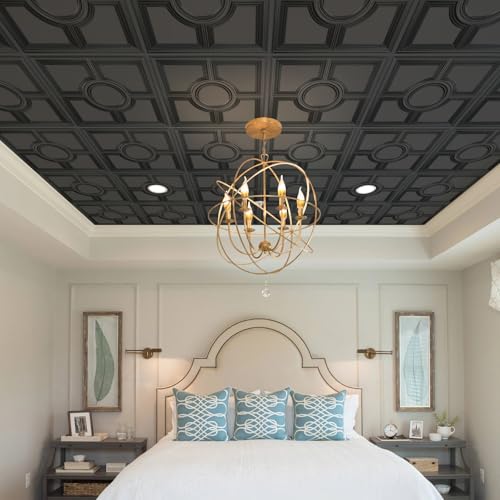 STICKGOO Black Drop Ceiling Tiles 2ft x 2ft, Glue Up Ceiling Panels 24 ...