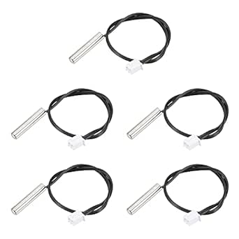 uxcell 5pcs 100K Temperature Sensor Probe, Stainless Steel NTC Thermal ...