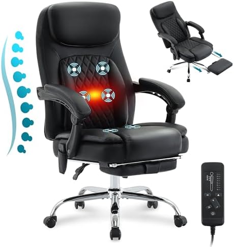 Amazon.com: Massage Office Chair Reclining Office Chair with Footrest ...
