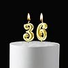 Amazon.com: MMJJ Gold 36th Birthday Candles, Number 36 Cake Topper for ...