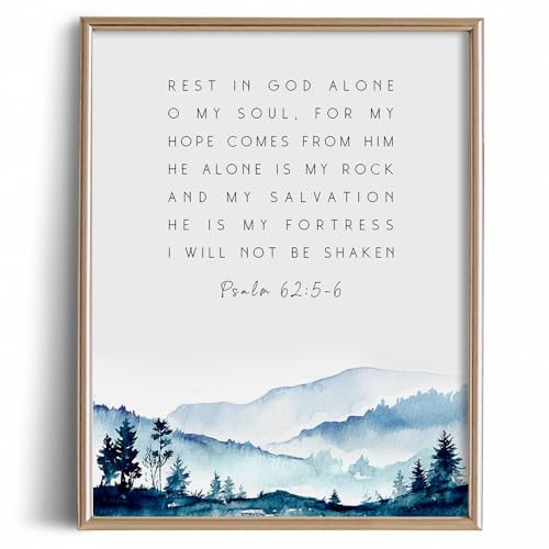 Amazon.com: Psalm 62:5-6 Religious Quotes Wall Art - Inspirational ...