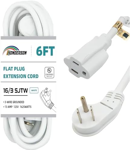 Amazon.com: Honderson 8FT Extension Cord - Flat Plug 3 Prong Indoor ...