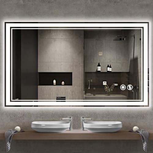 Amazon.com: Megatex 48x30 Lighted Mirrors for Bathroom Wall, Modern ...