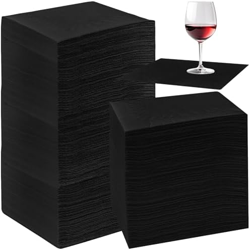Amazon.com | 200 PCS Black Cocktail Napkins, 2-ply Beverage Napkin ...