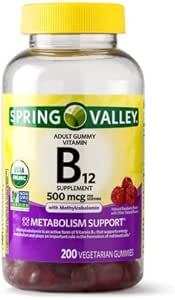 Amazon.com: SPRING VALLEY B12, 500 MCG, 200 Gummies : Health & Household
