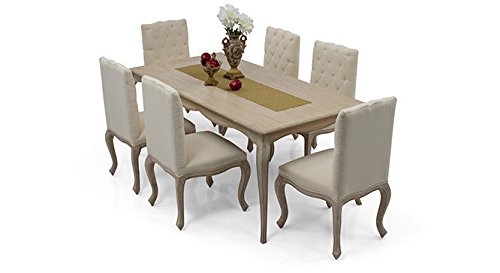 Urban Ladder Lyon Six Seater Solid Wood Dining Table Set (Natural ...