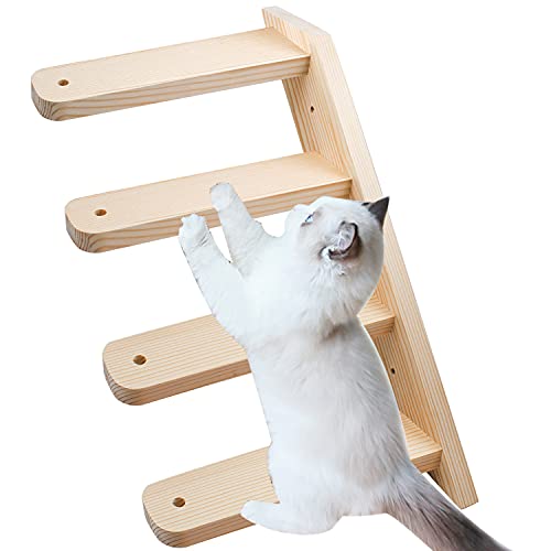 4 Steps Cat Ladder Step Wall-Mounted Cat Climber Scratching - Want It All