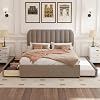 Amazon.com: PVWIIK Upholstered Full Platform Bed with Trundle and ...