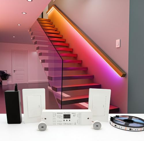 MALIIGAZA Intelligent Motion Sensor LED Stair Light Kit with Main Wire ...