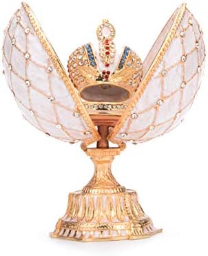 QIFU Hand Painted Enameled Faberge Egg Style Decorative Hinged Jewelry ...