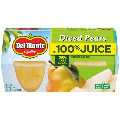 Amazon.com : Del Monte Diced Pears In Light Syrup 4 - 4 oz cups (Pack ...