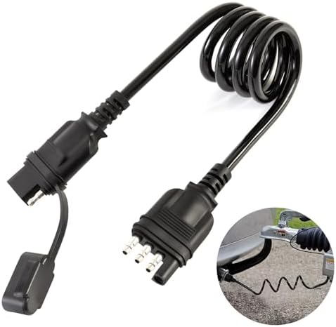 Amazon.com: Huazu 4 Way Flat Trailer Extension Coiled Cable,36"/3 FT 4 ...