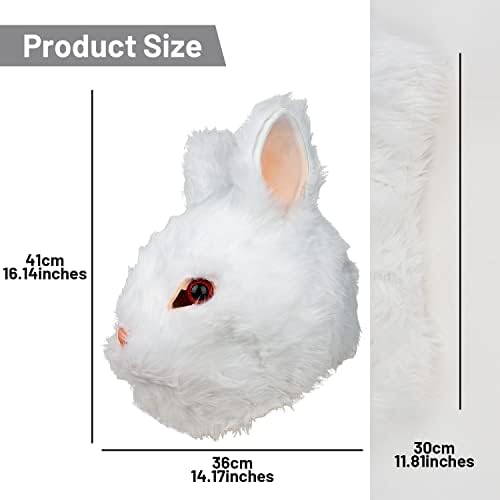 CreepyParty White Rabbit Mask Cute Flurry Bunny Head Animal Latex Full ...