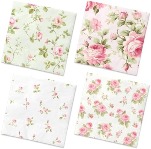 Amazon.com: 40Pcs Floral Napkins-Spring Disposable Paper Napkins ...