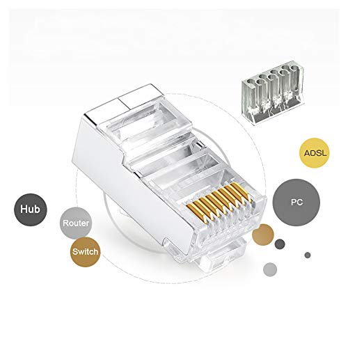 50 Pcs Cat6 RJ45 Connectors, Cat6 RJ45 Plugs, Cat6 2-Piece Metal ...