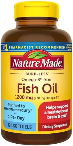 Amazon.com: Nature Made Burp Less Omega 3 Fish Oil Supplements, 1200mg ...