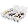 Amazon.com: Easymanie 6 Pack Slim Plastic Storage Basket, Small Desktop ...