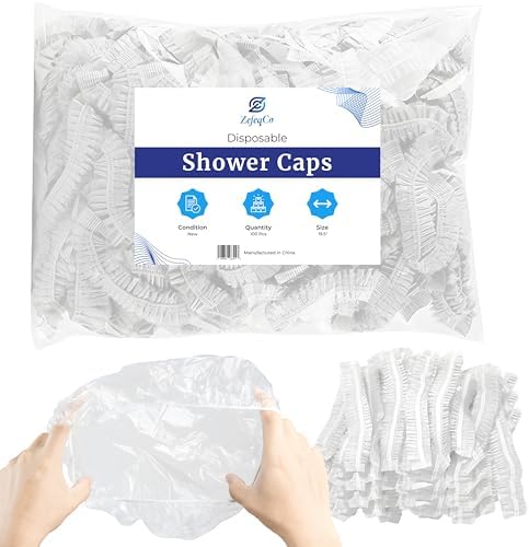 ZefeqCo Disposable Shower Caps – 100Pcs – Thick & Waterproof Plastic ...