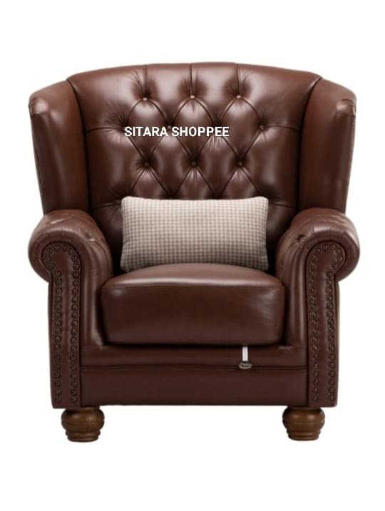 Sitara Shoppee Warwick Solid Wood Upholstered Arm Chair Wingback Chair ...