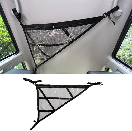 Amazon | RERAY CONNCT 車内 天井 収納 ネット アシストグリップ 3箇所 3角形 ネット2層タイプ 2023年モデル 車 ...
