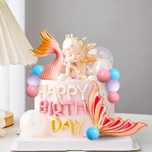 Snapklik.com : Pink Little Mermaid Cake Topper Under The Sea Cake ...