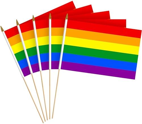 Amazon.com : G128 12 Pack Handheld LGBT Rainbow Pride Stick Flags ...