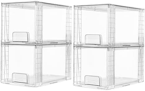 Vtopmart Lot de 4 grands tiroirs de rangement empilables en acrylique ...