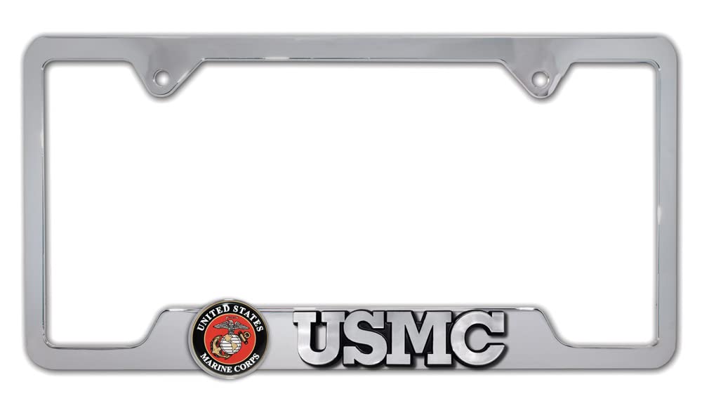 Usmc License Plate Frame Marine Corps Veteran American Flag Aluminum
