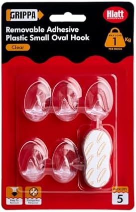 GRIPPA Self Adhesive Small Oval Hooks, Removable Sticky Hooks, Holds Up ...