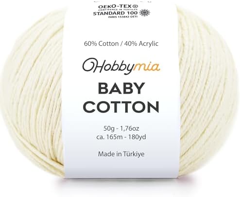 Amazon.com: HobbyMia Baby Cotton Blend Yarn – Soft Sport Weight Yarn ...