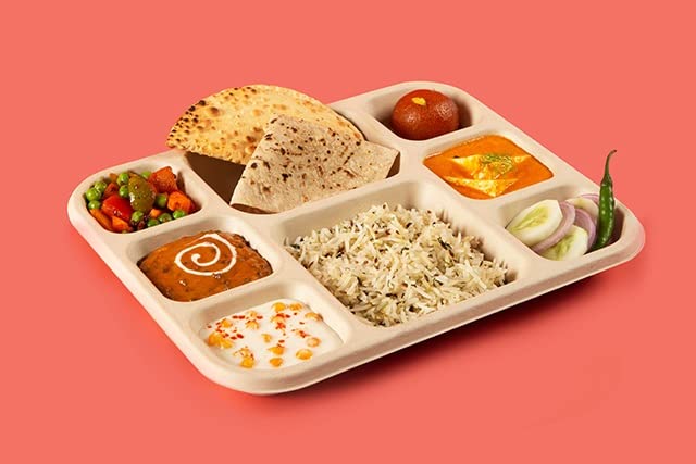 VLG® 8 Compartment Sugarcane Bagasse Disposable Plates, 12 x 10 Inches ...