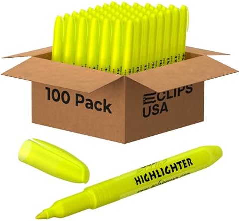 Amazon.com : E-CLIPS USA Highlighter, Highlighters Bulk, Slim Yellow ...