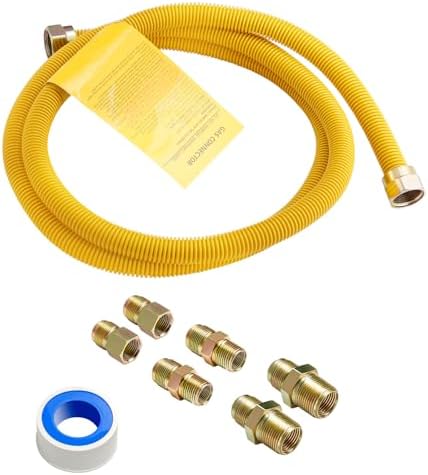 Amazon.com: Roastove 48" Flexible Yellow Coated Gas Line Connector Kit ...