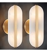 Amazon.com: YMDHFS Natural Alabaster Wall Sconces Set of 2 Marble Wall ...