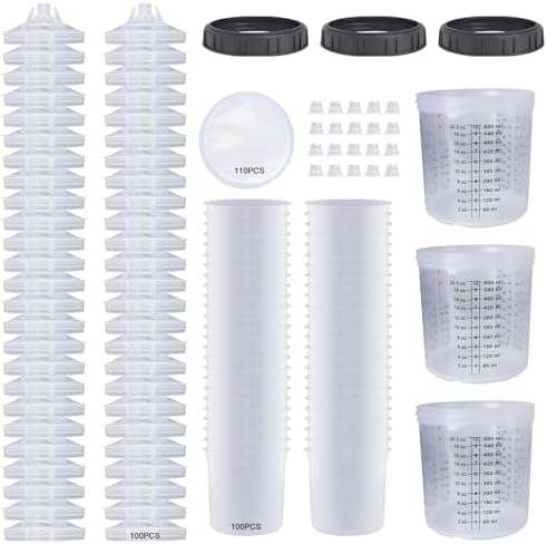Amazon.com : Disposable Paint Spray Gun Cups 20 Ounce (600ml) Kit with ...