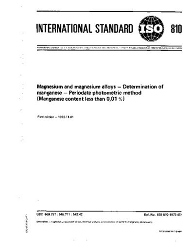 ISO 810:1973, Magnesium and magnesium alloys - Determination of ...
