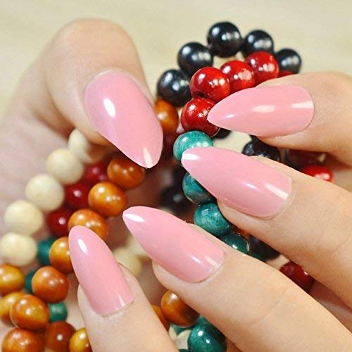 SoSh Matte Fake Nail Set Pink Frosted Stiletto Artificial Nail Eraser ...