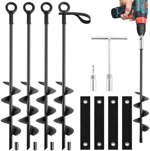 Amazon.com : Qimshemi 18-Inch Ground Anchors Screw In Heavy Duty, 4 ...