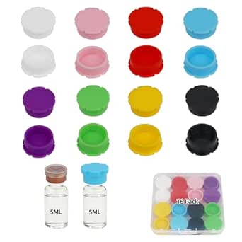 16Pcs 5ml Vial Caps Reusable Protective Glass Vials Cap,8 Assorted ...