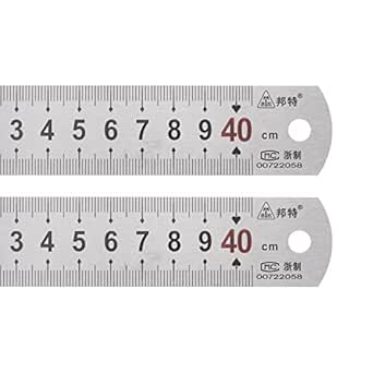 HARFINGTON 2pcs Stainless Steel Ruler 16-inch/40cm Metal Rulers 1.14 ...