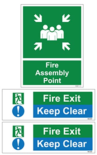 RDLCAR Fire Assembly Point Signage Pack of 3 – Comes with 2 Keep Clear ...