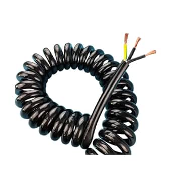 Coiled Spiral 3 Cores Spiral Telescopic Wire 11AWG 4mm Square Black ...